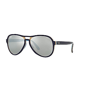 Ray-Ban Men's Rb4355 Vagabond Evolve Polarized Aviator Sunglasses, Blue Creamy Light Blue/Photochromic Grey Mirrored Grey, 58 mm