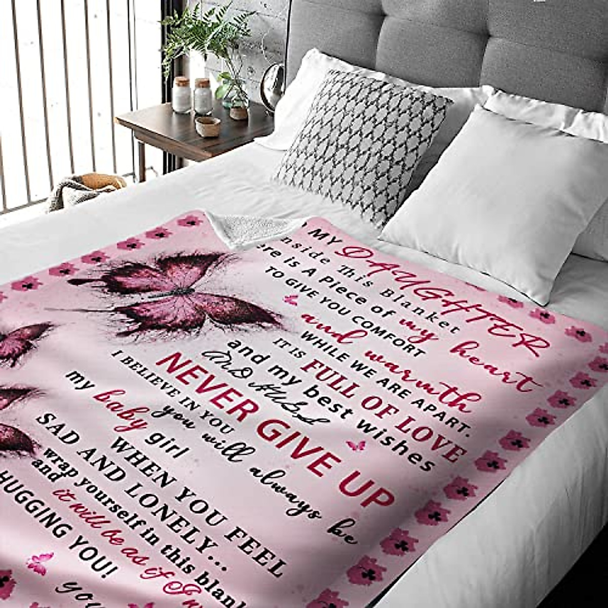 UHANKRU Daughter Blanket from Mom, Daughter Gifts for Birthday, Gifts for Daughter Graduation Blanket, Mother to Daughter Throw Blanket 60"x50"