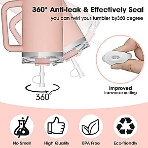 3Pcs Spill Proof Stopper Silicone for Stanley Cup 2.0 40oz/30oz Tumbler Leakproof Water Bottle Sealing Accessories with Round Top Leak Proof stopper Plug & Square lid anti-leak Stopper,Straw Cap Cover