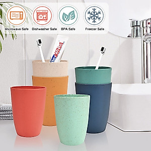 CRETVIS 11OZ Unbreakable Wheat Straw Cup, 6 Pcs Reusable Dishwasher Safe Drinking Cups, Stackable Coffee Tea, Juice Cup, Tumbler Water Mugs for Kitchen Parties, Travel Picnics and Weddings