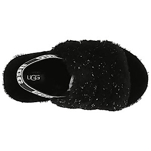 UGG Girls T Fluff Yeah Metallic Sparkle Slipper, Black, 10 Toddler