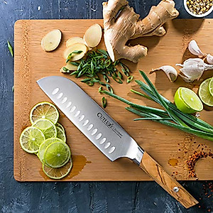 CUTLUXE Santoku Knife – 7" Chopping Knife – Olive Wood Handle – Full Tang – Olivery Series