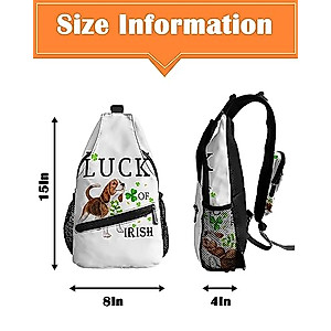 Gsypo Sling Backpack, St. Patrick's Day Shamrock Puppy White Background Waterproof Lightweight Small Sling Bag, Travel Chest Bag Crossbody Shoulder Bag Hiking Daypack for Women Men