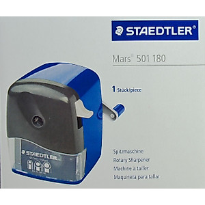 STAEDTLER Mars® 501 180 Rotary sharpener for Round, Triangular, Hexagonal prisma color, pencils, Classic Manual Pencil Sharpener, Desk clamp