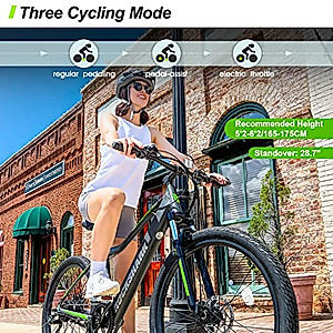 HILAND Rockshark 27.5 Inch Electric Bike for Adults,Mens Electric Mountain Bike with 350W Motor,Removable Fully Build-in 10.4Ah Battery,Shimano 7 Speed Gears Urban Electric Bicycles