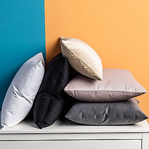 JUSPURBET Black Velvet Throw Pillow Covers 24x24 inch Set of 2 for Living Room Couch Sofa Bedroom Decorative Square Solid Soft Cushion Cases with Invisible Zipper