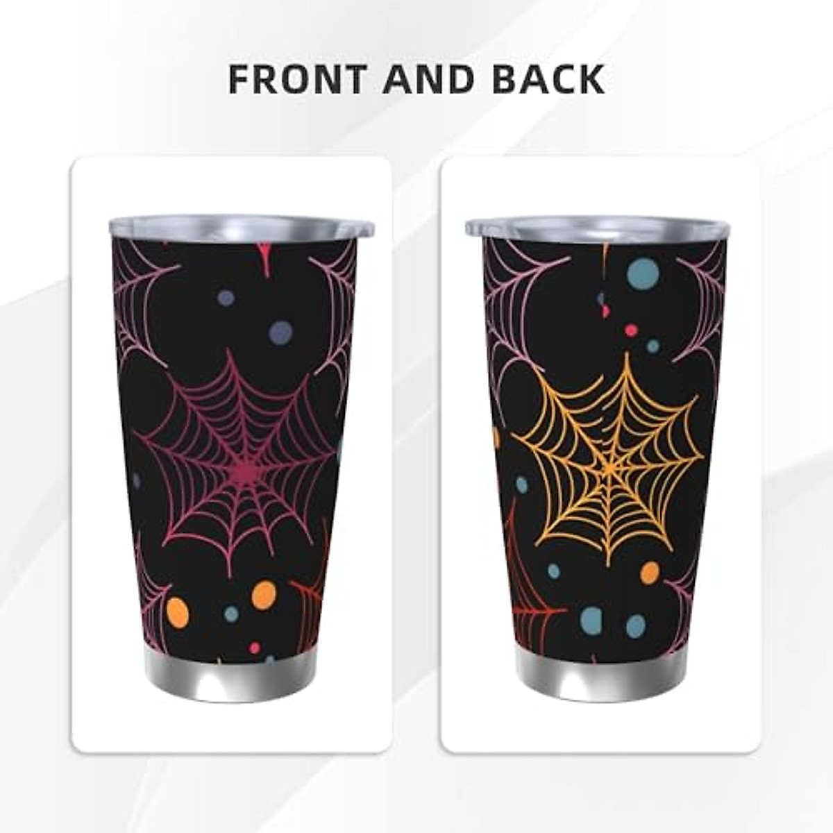 AYCZN Galaxy Cobweb 20 OZ Tumbler Stainless Steel Travel Coffee Mug, Halloween Spider Web Insulated Water Bottle with Lid and 2 StrawsLeakproof Thermal Cup