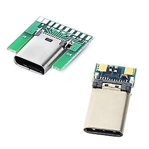 chenyang USB C DIY Connector USB 3.1 Type C 24Pin Male Plug ＆ Female Socket Port Repair Replacement Solder Adapter with PCB Board