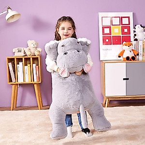 IKASA Giant Hippo Stuffed Animal Plush Toy,Large Hippopotamus Cute 30" Jumbo Soft Toys,Huge Big Size Plushy Fluffy Fat Plushie,Gifts for Kids