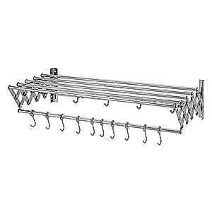 XMCX Wall Mounted Laundry Drying Rack Folding Garment Hanger Clothes Airer Bedroom Clothing Rack Easy Storage Shelf for Socks Bed Linen Side Hooks Easy Storage (Size : 80cm)