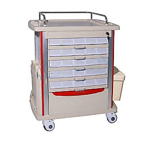MS3C-200T, Lite Mobile Locking Medication Cart/Medical Storage Cart with Chart Rack