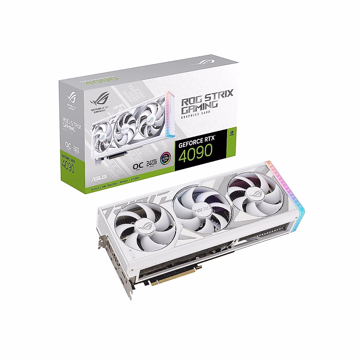 ASUS ROG Strix GeForce RTX™ 4090 White OC Edition Gaming Graphics Card (PCIe 4.0, 24GB GDDR6X, HDMI 2.1a, DisplayPort 1.4a)