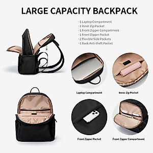 GOLF SUPAGS Laptop Backpack for Women Computer Bag Fits 14 Inch Notebook Travel College Work Backpack Purse (Black)