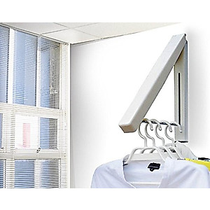 KK5 Clothes Hanger - Folding Retractable Clothes Racks| Wall Mounted Clothes Drying Rack| Home Storage Organiser Space Savers for Living Room/Bathroom/Bedroom/Office, Easy Installation - 1 Kit