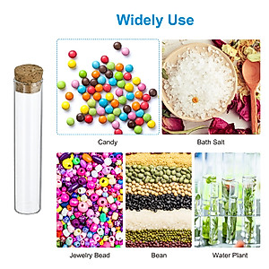 PATIKIL 25ml Test Tubes, 30pcs 3.94x0.79in Glass Clear Flat Bottom Test Tube Containers with Cork Stopper for Bead Party Candy Bath Salt Storage Scientific Experiment Plant Propagation