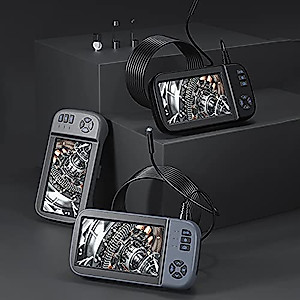 Digital Industrial Endoscope - 4.3Inch IPS Big Screen & 8mm Dual Lens Snake Camera, Detachable Lens Cable and Bracket Design, 32 GB TF Card, 32.8FT Semi-Rigid Cable (Color : Single Lens)