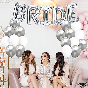 KatchOn, 23pcs Silver Bride Balloons Set - 16 Inch, Silver & White, for Bachelorette Party Decorations