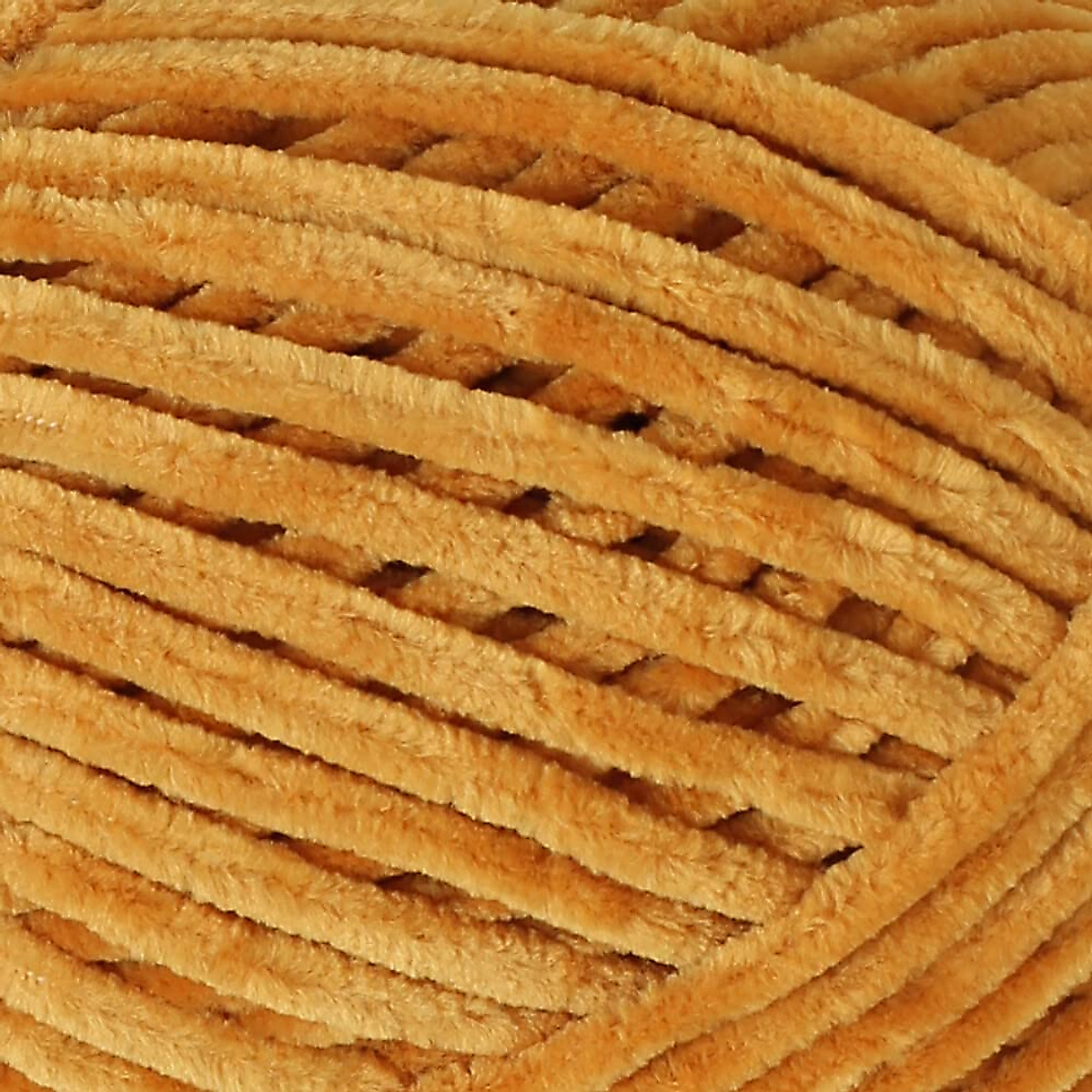 2 Skein La Mia Mellow Velvet Chenille Yarn for Knitting and Crocheting Baby Clothes, Blankets and Accessories, 100% Polyester, 100 gr (3.5 oz) / 115 m (125 Yards), Super Bulky, Dark Yellow - 916