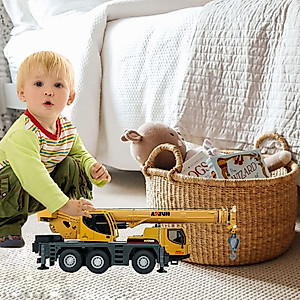 Qcar Mobile Crane Truck Construction Vehicles Toys,1:50 Scale Diecast Site Auto Crane, Toy Trucks for Kids 8,9,10,11,12 Year Old and up