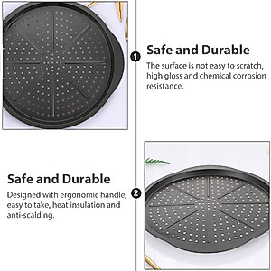 1pc Pizza Plate Pie Pan Small Pizza Pans Round Baking Pizza Tray Non Stick Donut Pan Baking Pan with Holes Bread Pizza Oven Pizza Baking Plate Sandwich With Ears 38c Carbon Steel