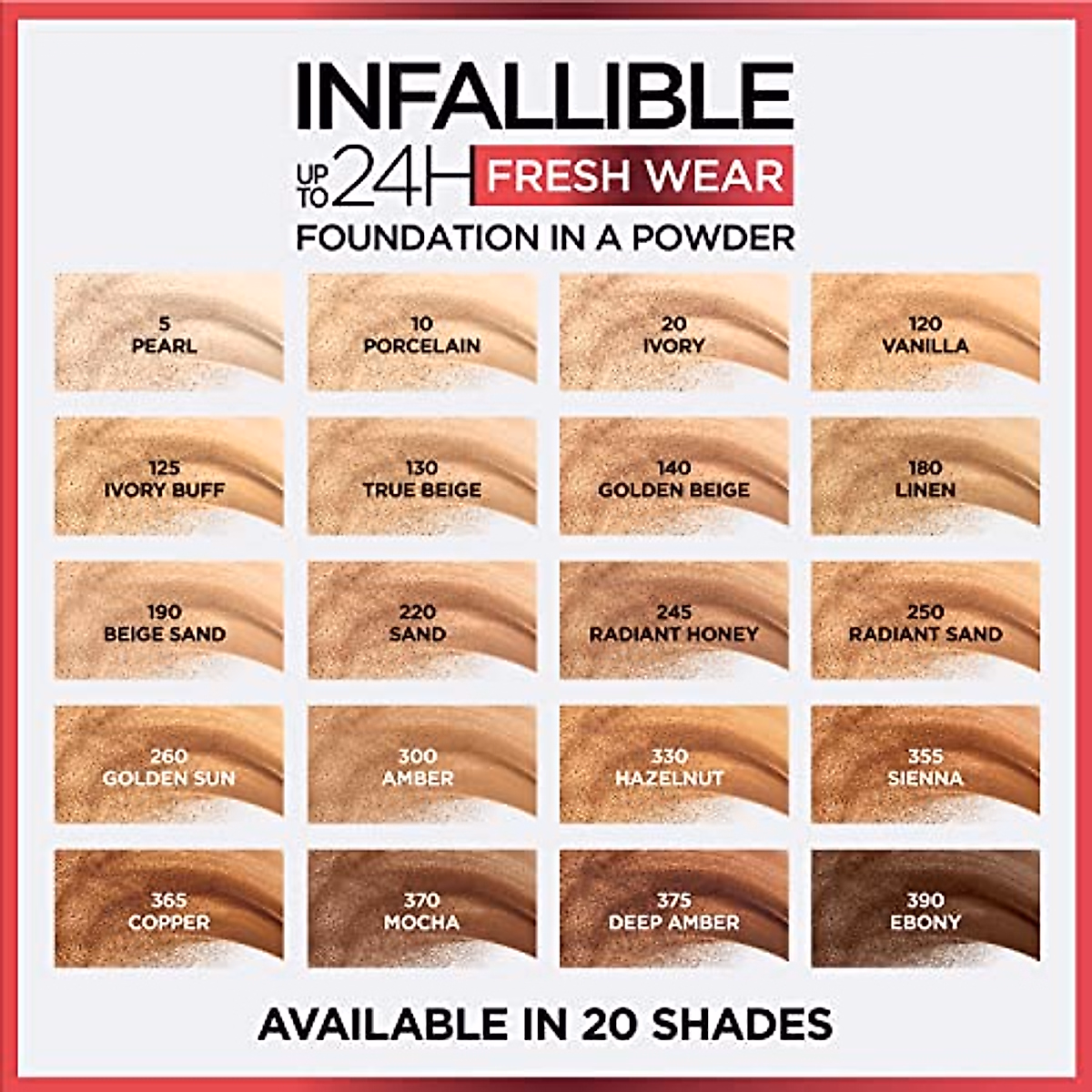L'Oreal Paris Infallible 24 Hour Fresh Wear Waterproof Powder Foundation, 375 Deep Amber (Pack of 3)