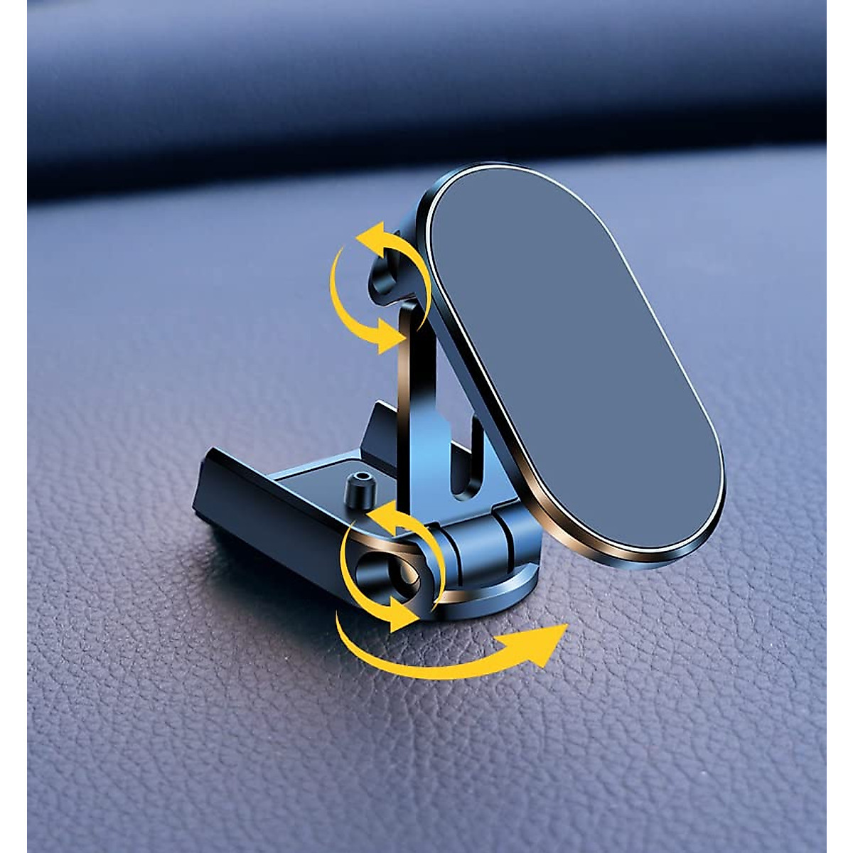 2023 New Alloy Folding Magnetic Car Phone Holder, Magnetic 360° Car Phone Holder Stand Dashboard Folding Bracket Universal (Black)