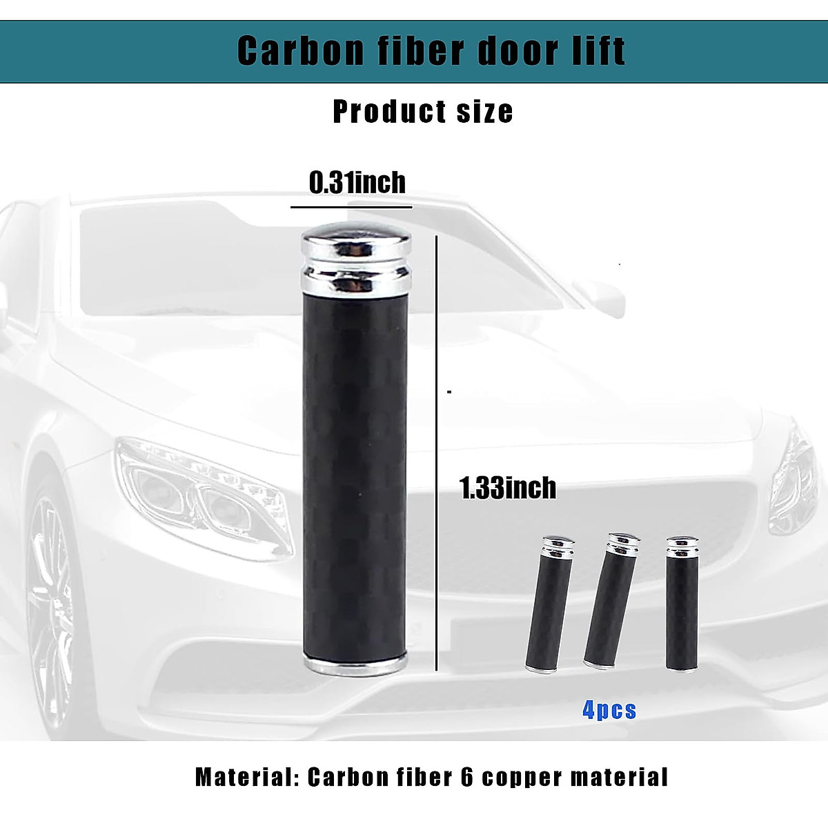 UGSHY 4 PCS Carbon Fiber Auto Door Lock Pin Cover, Door Bolt Decorative Modification Cover, Interior Vehicle Door Pull Pins, Car Lock Knobs Pin Stick, Universal for Most Cars (Black)