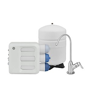 GE 3 Stage Reverse Osmosis Under Sink Water Filtration System with Faucet & Filters | Reduces 95+ Impurities including Lead, Chlorine, Arsenic | Filters FQ18PN, FQ18MN |GXRQ18NBN