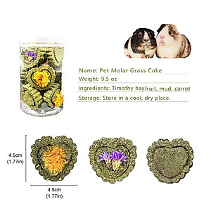 PeSandy Bunny Chew Toys for Teeth, Natural Pet Chew Toy Hand Made Timothy Hay Cakes for Chinchilla Guinea Pig Hamsters Holland Lop Prairie Dogs Squirrels Gerbils Rabbit Chewing & Molar Teeth, 9.5oz