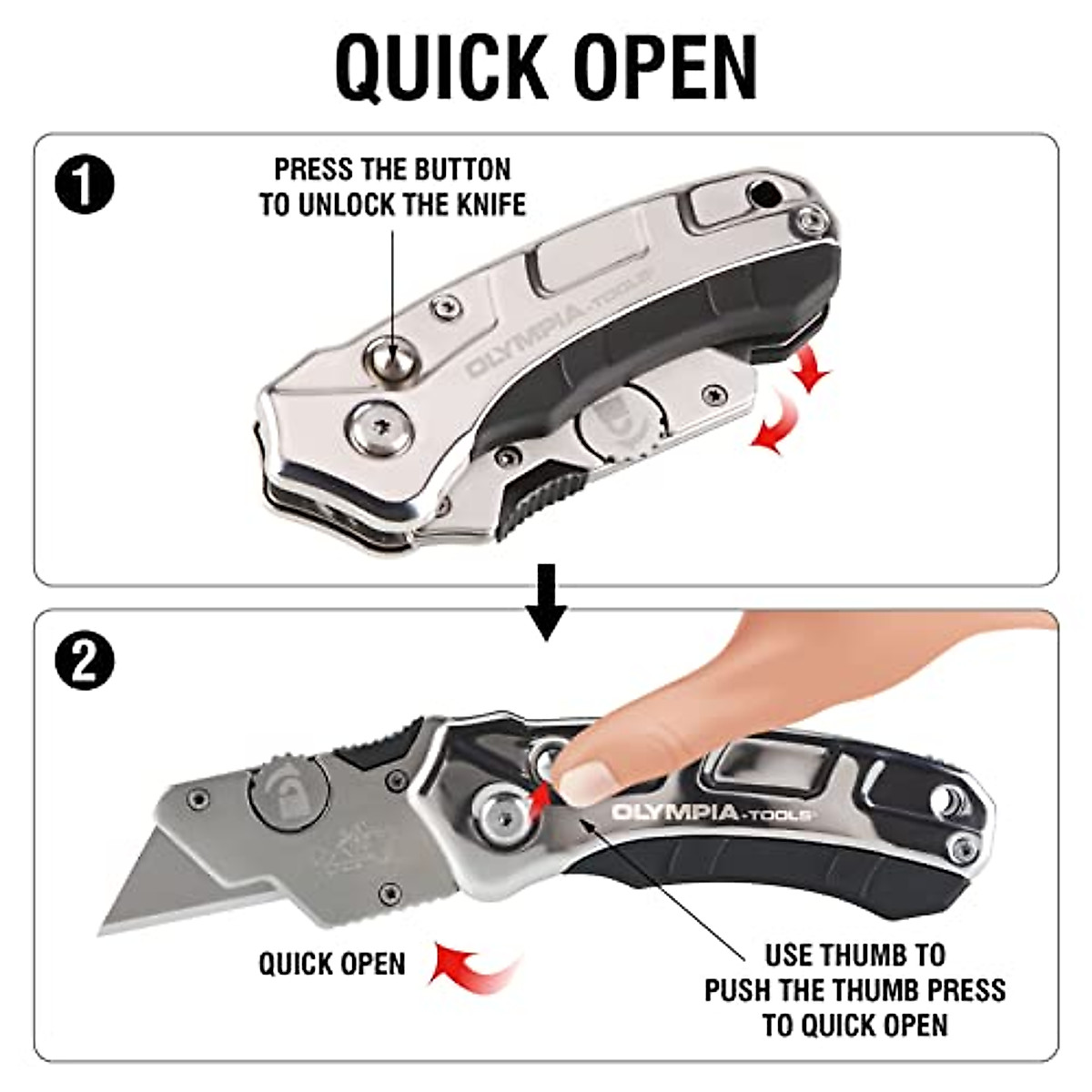 Olympia Tools 33-125 Turbofold Stainless Steel Utility Knife