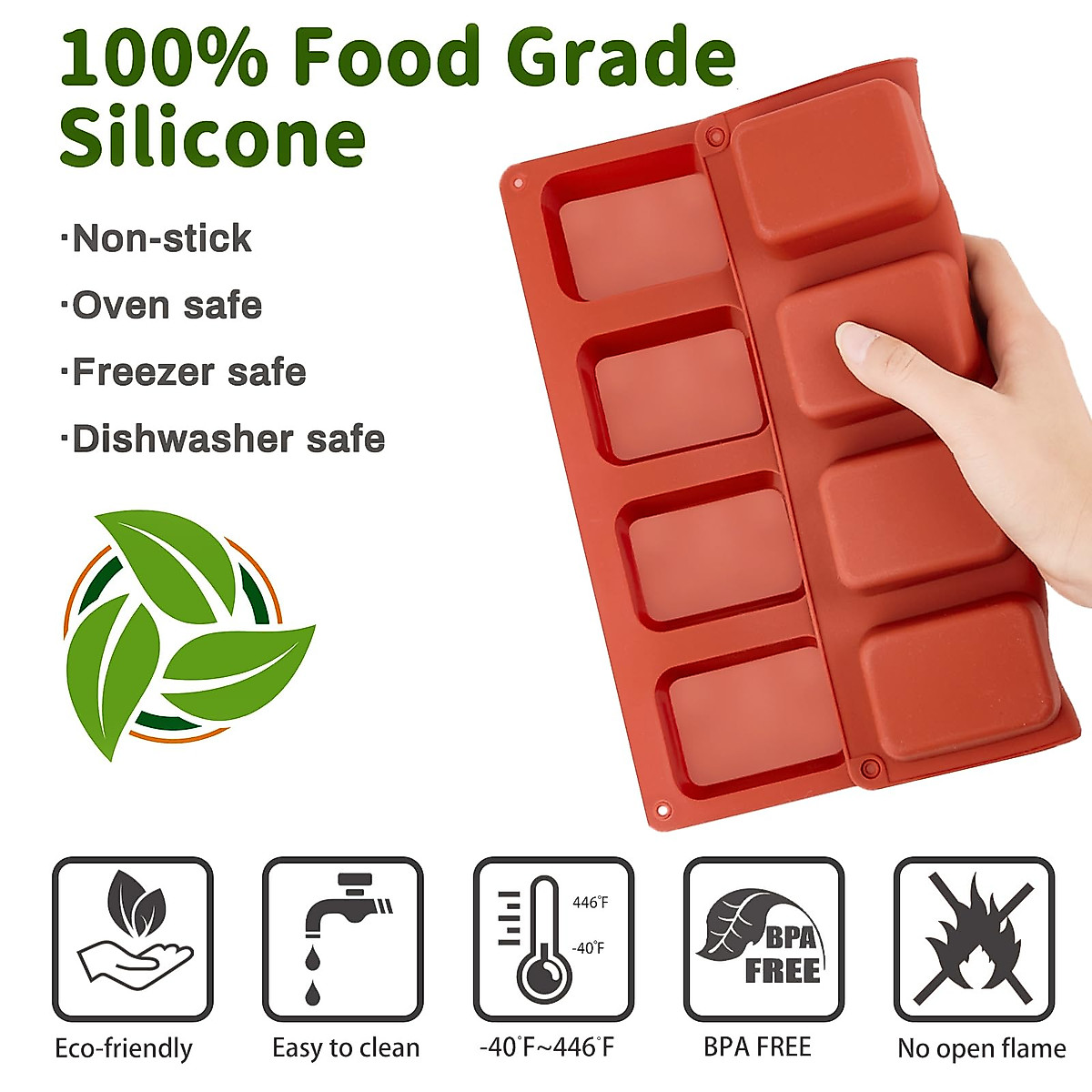 JOERSH Silicone Mini Loaf pan-(2PCS) 12 Cavities Mini Bread Pan, Non-stick Silicone Baking Molds for Bread, Cake, Cornbread, Brownie, Mini Sized Cheesecake