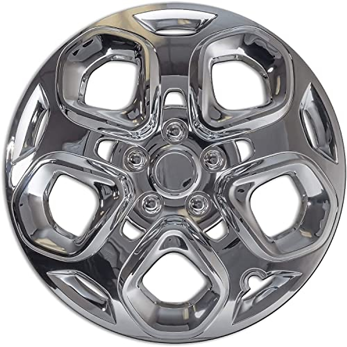 OxGord 17 inch Hubcaps compatible with 2010-2012 Ford Fusion (Set of 4) Wheel Covers, Chrome ABS Wheels- Auto Tire Replacement Exterior Cap Cover - Push on