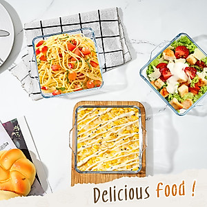 5x5 Small Baking Dish, 2pcs Small Baking Dishes for Oven Air Fryer Safe, 5 Inch Square Glass Small Baking Dish, Mini Casserole Dish with Handle