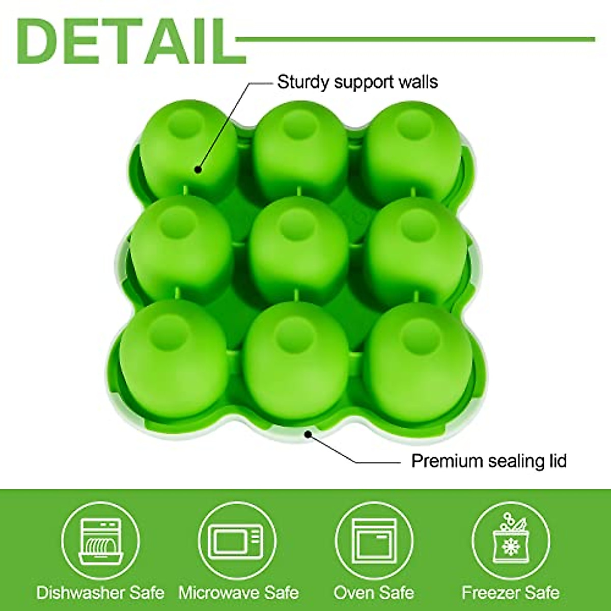 4 Pack Baby Food Storage Containers 9 Cup Silicone Baby Food Freezer Tray with Lid Stackable Reusable Freezer Storage Tray for Ice Breast Milk Homemade Baby Food Vegetable Fruit Puree