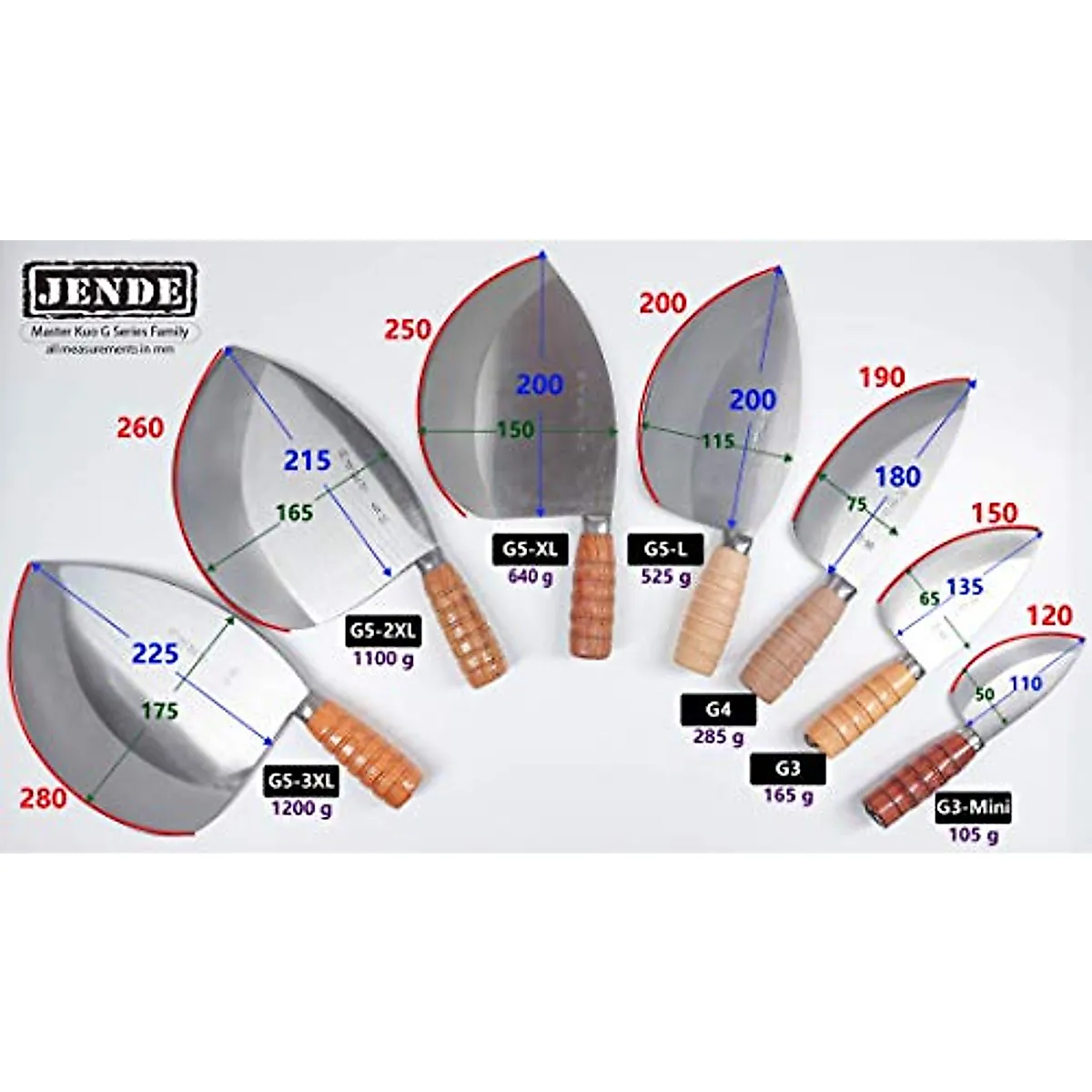 Jende Master Kuo G5 XL 9.8 inch Taiwan Tuna Big Fish Knife Cleaverwith 3 layered laminated sk5 high carbon stainless steel and RC 60