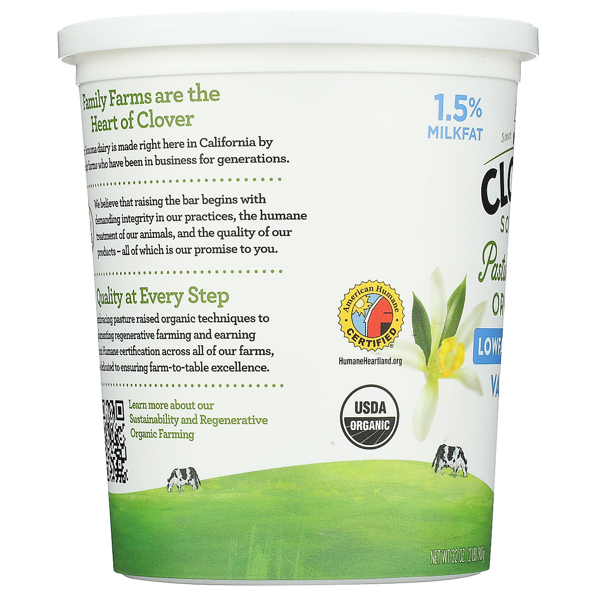 CLOVER SONOMA Organic Low Fat Vanilla Bean Yogurt, 32 OZ