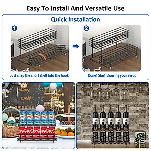 Coffee Syrup Organizer 2 Tier Syrup Bottle Holder Rack for Coffee Bar 10 Bottles Matte Black Wine Bottle Rack Coffee Syrup Stand Shelf for Syrup, Wine, Coffee Bar Organizer For Kitchen Coffee Shop