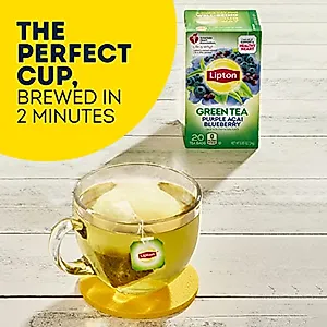 Lipton Green Tea Bags, Purple Acai, Blueberry, 20 Count (Pack of 6)