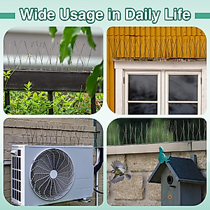 XPCARE 50.4 Feet Bird Spikes, Stainless Steel Bird Spikes Fence Spikes for Crow Robin Pigeon Squirrel Raccoon Defender Spikes (48 Packs Uninstalled)