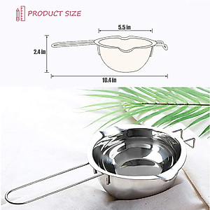 Double Boiler Stainless Steel Pot for Melting Chocolate, Candy and Candle Making (18/8 Steel, 2 Cup Capacity, 480ML)