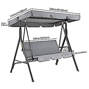 Patio Swing Cushion Cover, All Weather Patio Swing Cover Canopy Cover, 59x20x4in Waterproof Dustproof Swing Chair Protector, Patio Swing Cushion Cover Replacement for Courtyard & Garden