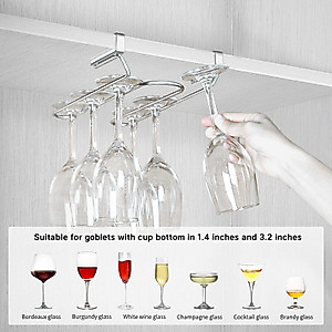 Tiilan Under Cabinet Stemware Rack, Hanging Wine Glass Holder for Kitchen, Bar, Pub - Stainless Steel, Pack of 1