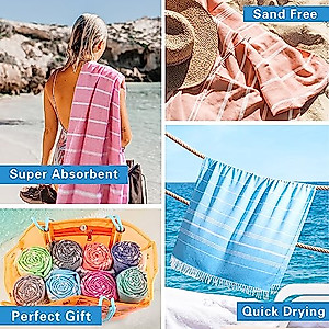 Dolxico Turkish Beach Towel Oversized 39x71 Turkish Cotton Sand Free Quick Dry Towel XL Turkish Towel Beach Blanket Light Bath Pool Travel Towel Beach Towels for Adults Beach Gifts Beach Accessories