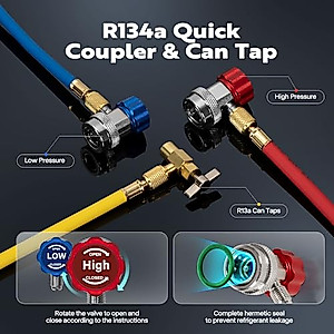 VIVOHOME 110V 1/4 HP 3.5CFM Single Stage Rotary Vane Air Vacuum Pump and AC Manifold Gauge Set Kit with Thermometer for R134a R12 R22 R502 R410a HVAC Air Conditioning Refrigeration Recharging