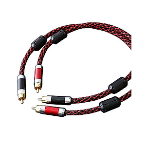 RCA Cable, 2RCA Male to 2RCA Male Stereo Audio Cables 【Hi-Fi Sound】Braided RCA Stereo Cable for Home Theater, HDTV, Amplifiers, Hi-Fi Systems, Car Audio, Speakers (6.6FT)