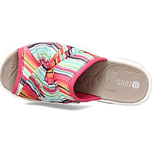 BZees Women's Smile II Slide Sandal, Wave Stripe, 7.5