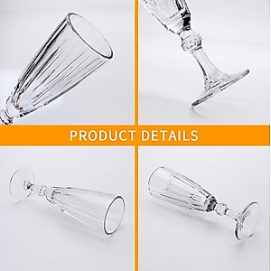 Ufrount Vintage Champagne Flute,5oz Champagne Glasses Set of 12,Elegant Embossed Champagne Flute Goblet Sparking Wine Glasses for Mimosa,Beverage,Party