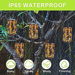 Outdoor Solar Lanterns, 2 Pack Retro Butterfly Hanging Lights Metal Outdoor Lantern Waterproof Decor Garden Lights for Patio, Pathway, Tree, Porch