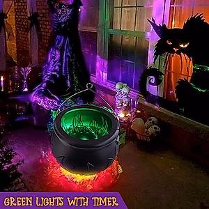 Halloween Decorations Outdoor - Large Cauldron Halloween Decor on Tripod with Timer Lights - Plastic Cauldron Witch Halloween Decorations for Porch Yard Lawn Outside