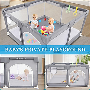 Baby Playpen,Large Playpen for Babies and Toddlers, Baby Fence Play Area with Anti-Slip Base, Safety Play Yard for Infant, Play Pens for Babys